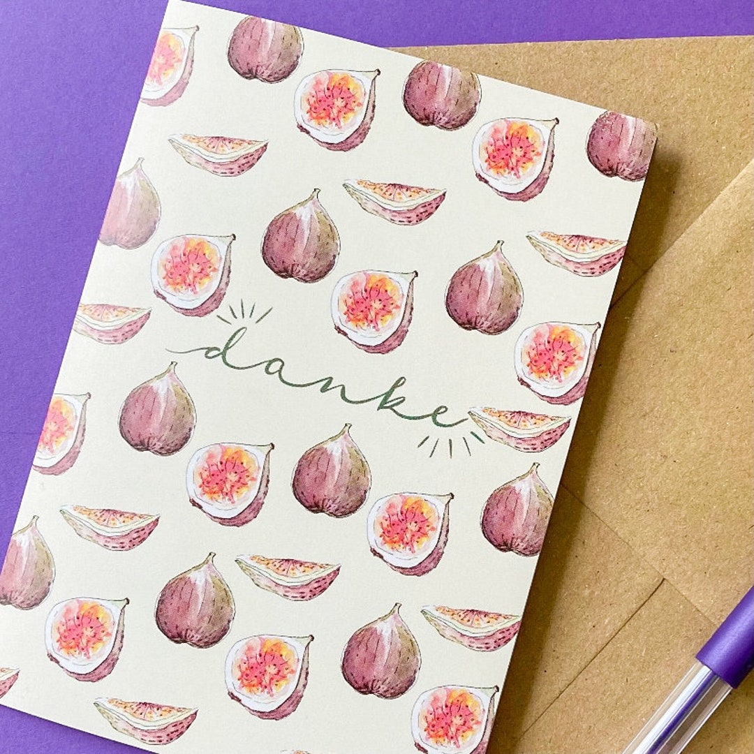 Thank You Card With Figs, Folding Card, Watercolor Fruits, Thank You ...
