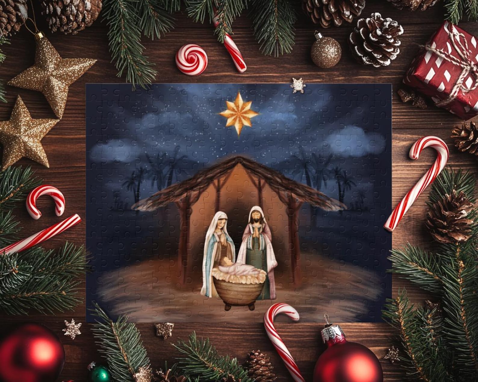 Christmas Nativity Scene Puzzle First Christmas Manger Scene Christian ...