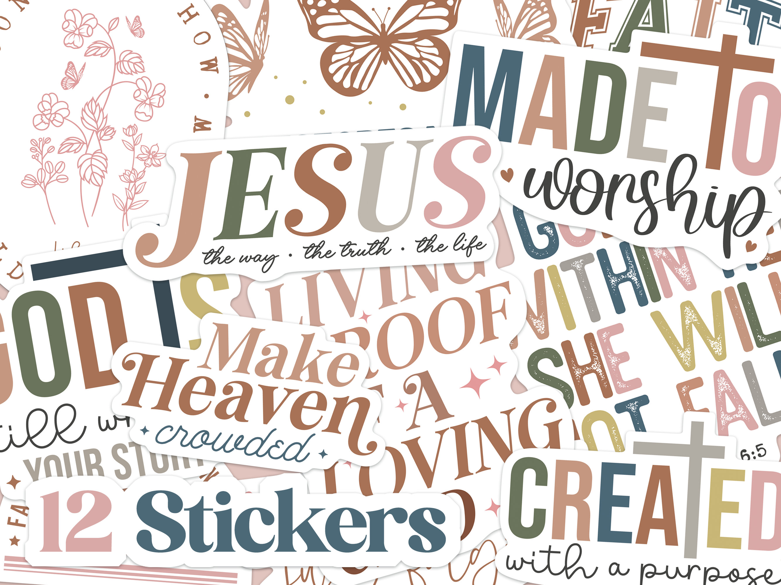 Christian Retro Bible Verse Stickers, 12 Pack Faith-inspired Decals for ...