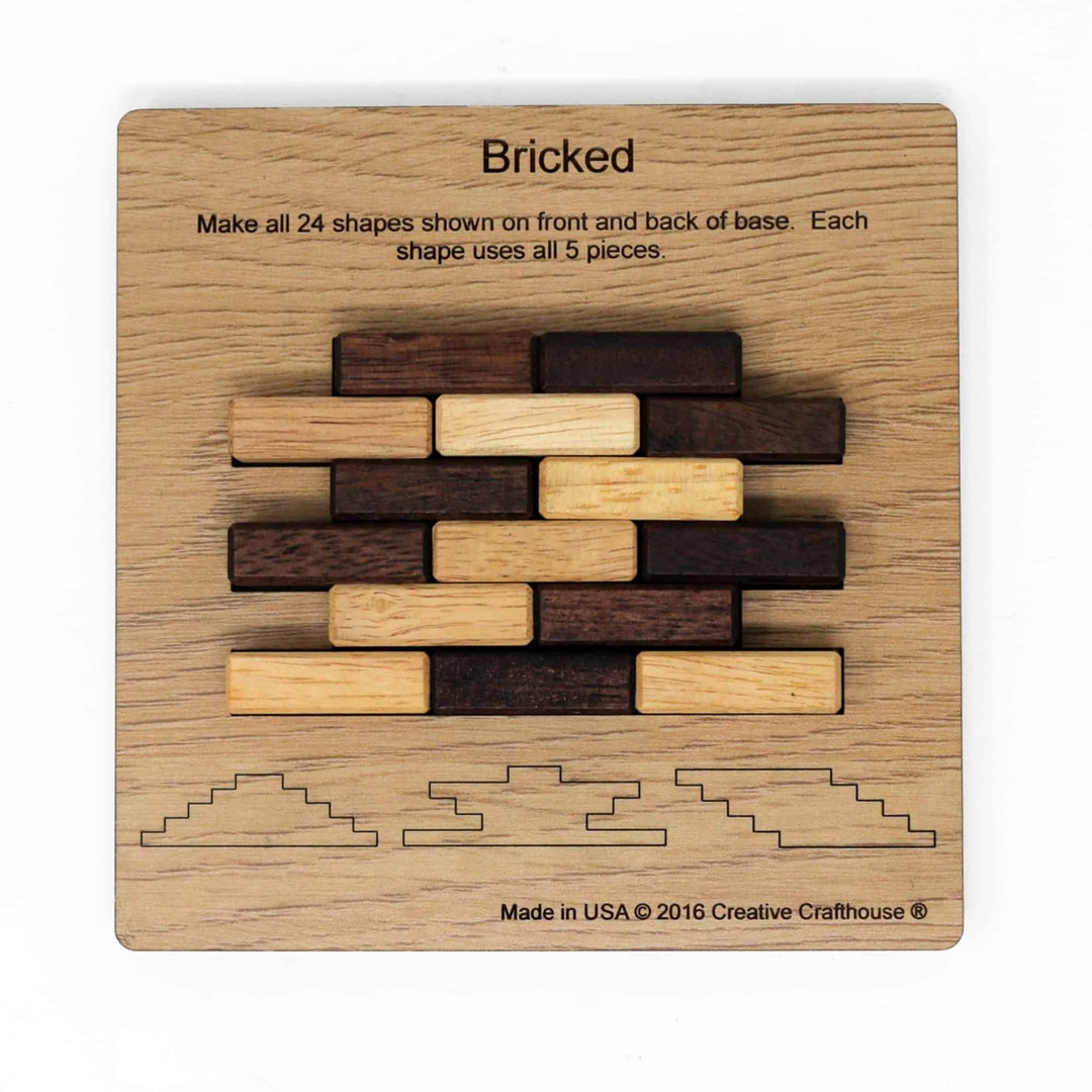 Bricked Puzzle - Fun Multi Challenge Wooden Puzzle - Handmade Wood ...