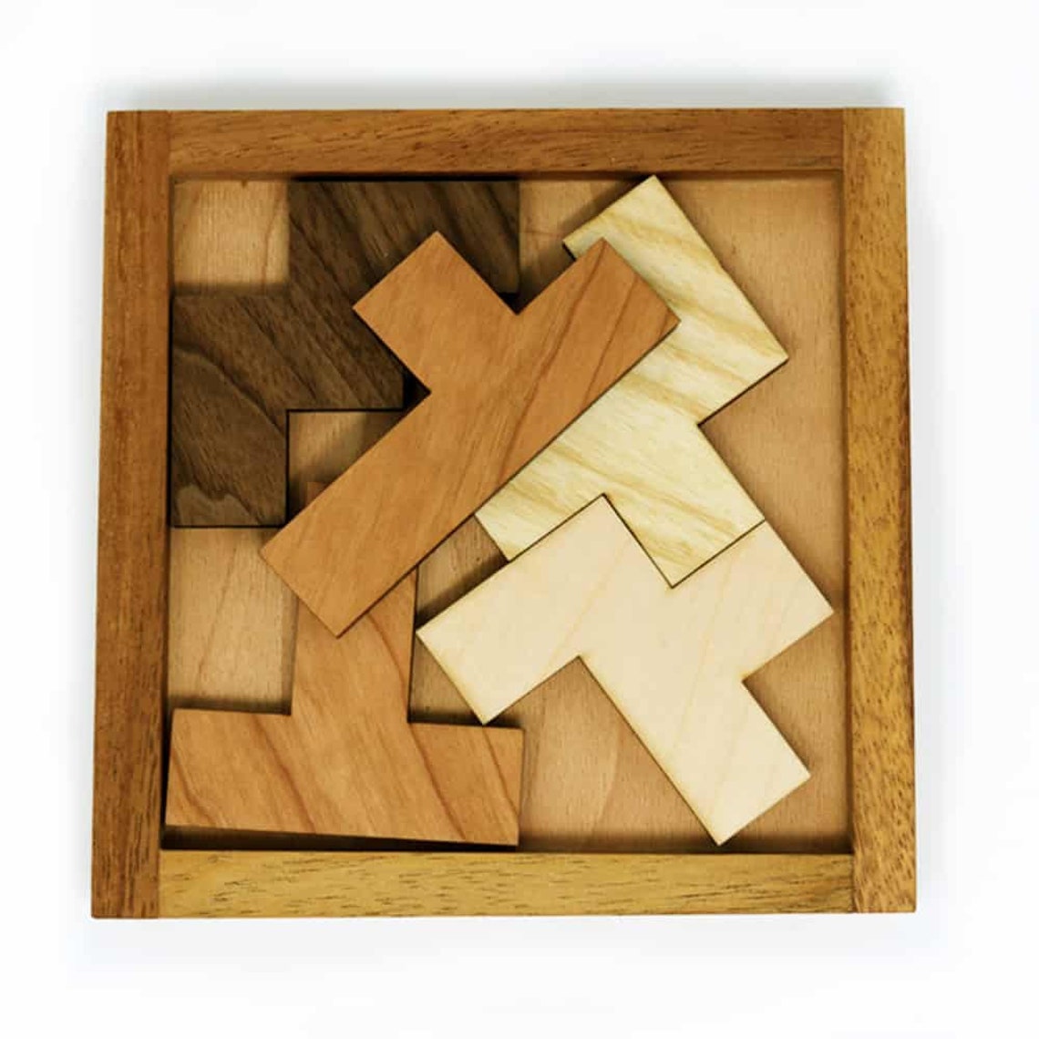 Vijf fit puzzel lastige handgemaakte houten puzzel cadeau - Etsy Nederland