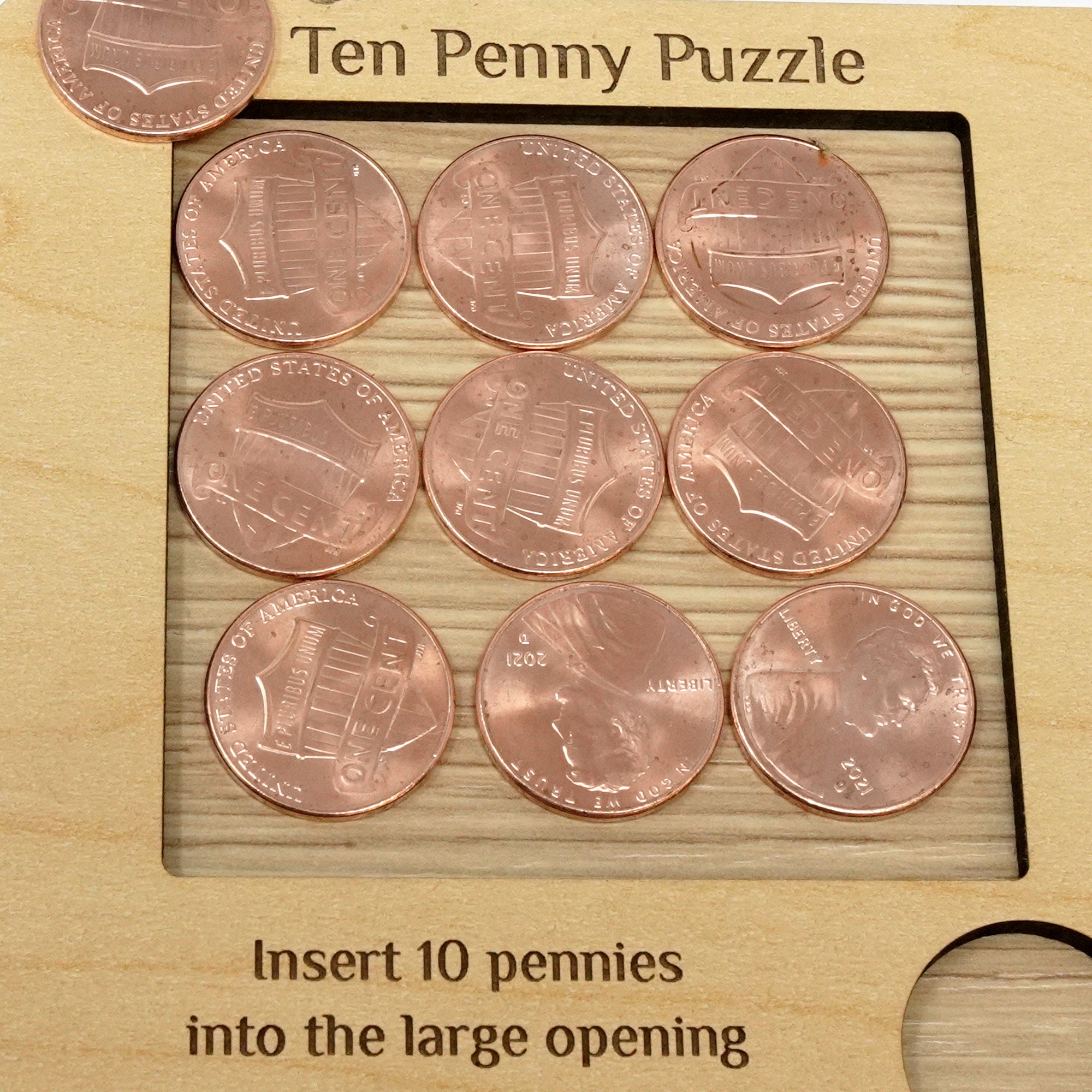 10 Penny Puzzle Fun Unique Wooden Puzzle Tricky Adults Wood Puzzle Fit ...