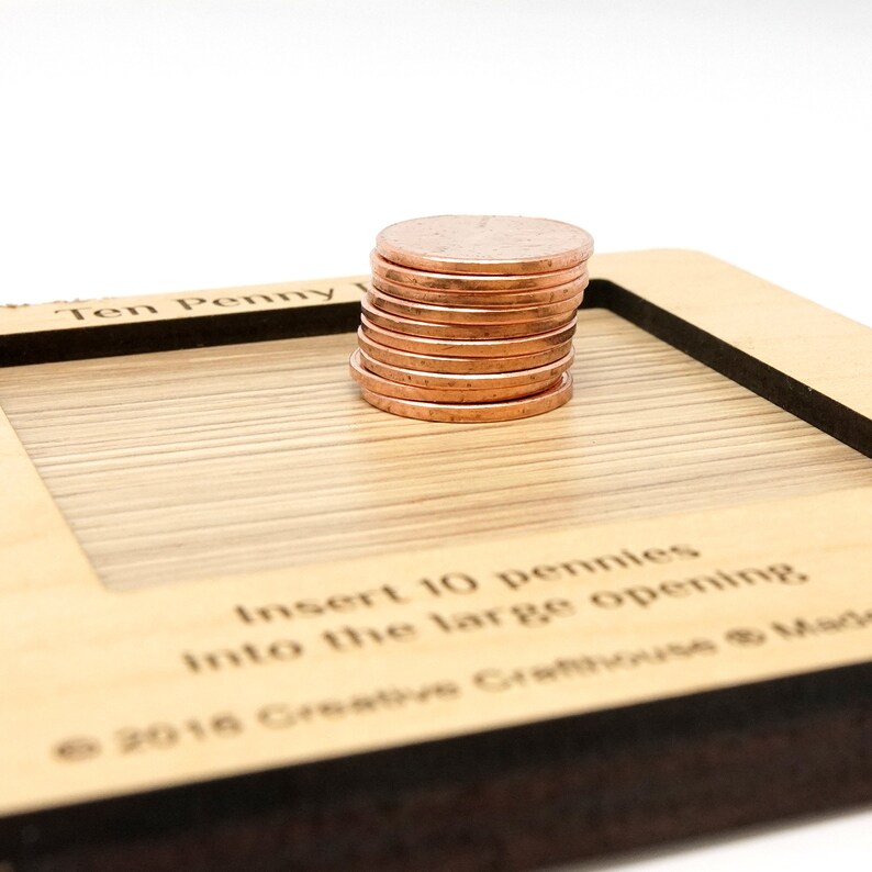 10 Penny Puzzle Fun Unique Wooden Puzzle Tricky Adults Wood Puzzle Fit ...