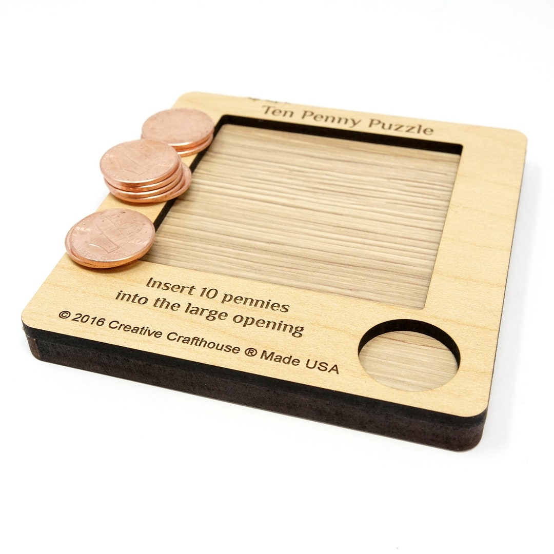 10 Penny Puzzle - Fun Unique Wooden Puzzle - Tricky Adults Wood Puzzle ...