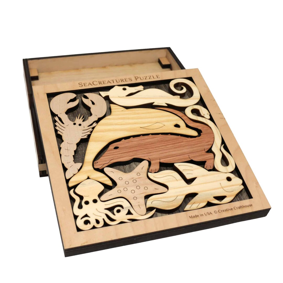 Sea Creatures Puzzle - Fun Wooden Puzzle - Great Puzzle Gift Idea ...