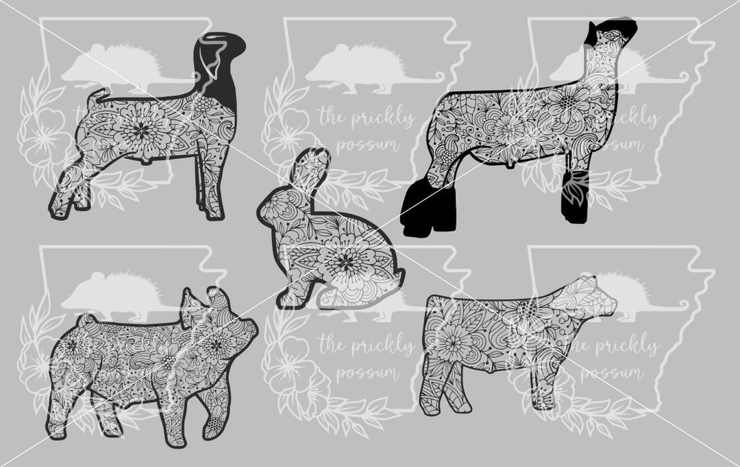 Floral Doodle Show Animal Set SVG - Etsy