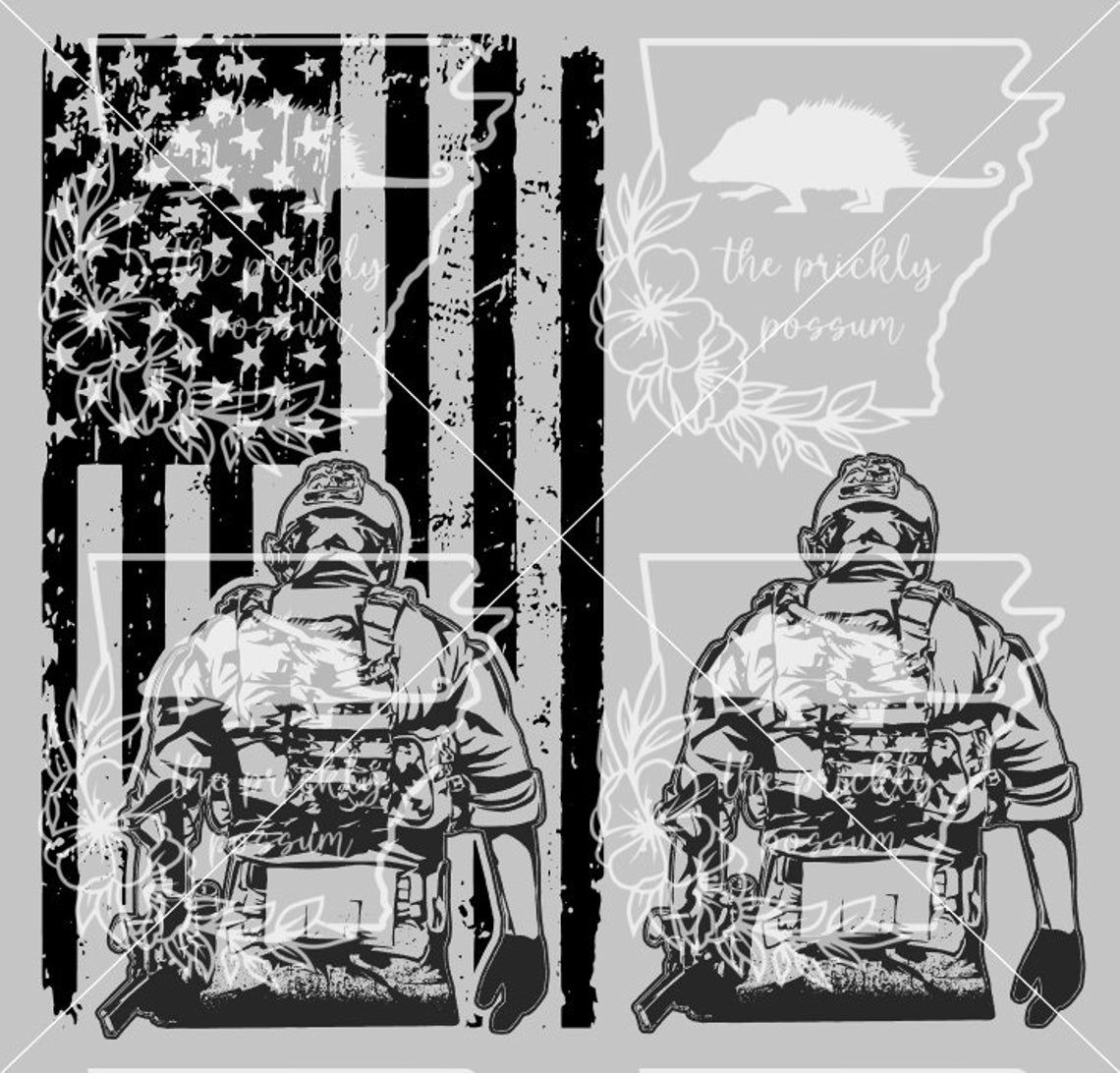 Distressed Flag With Soldier SVG - Etsy