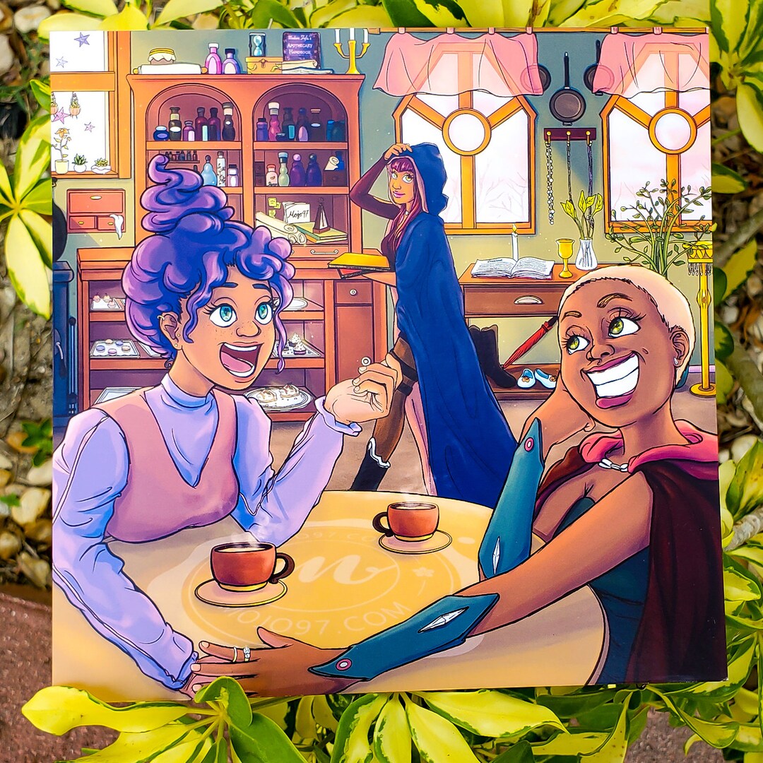 Cozy Witch Cafe | Black Witch Art Print - Etsy