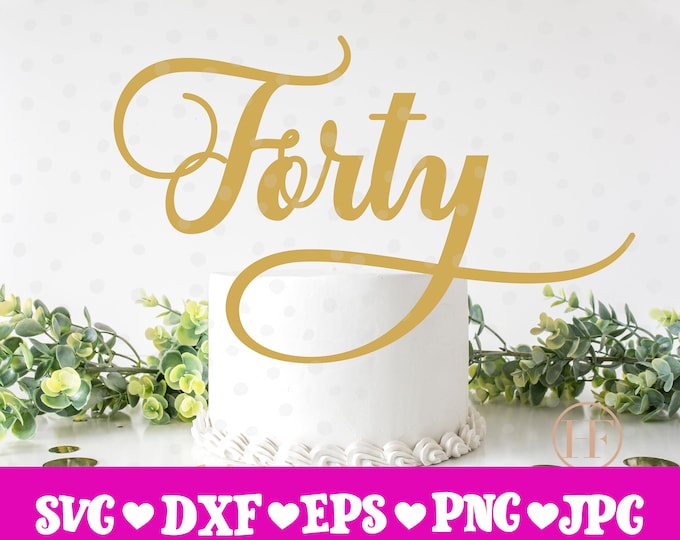 Fortyish Svg, Birthday Cake Topper Svg, Forty Something Svg, 40th ...