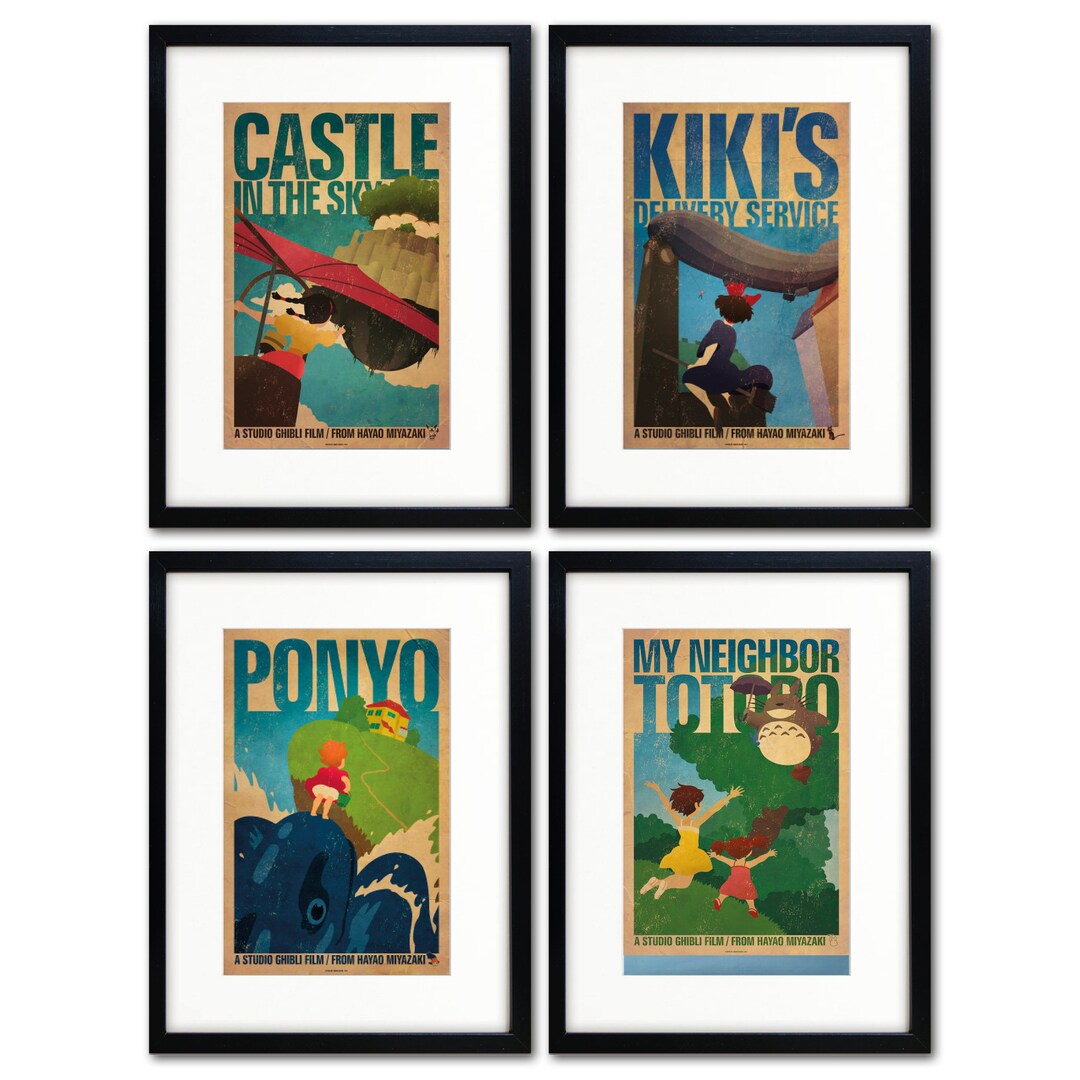Studio Ghibli Film Poster Print Collection of 4 High Quality Art A3 ...
