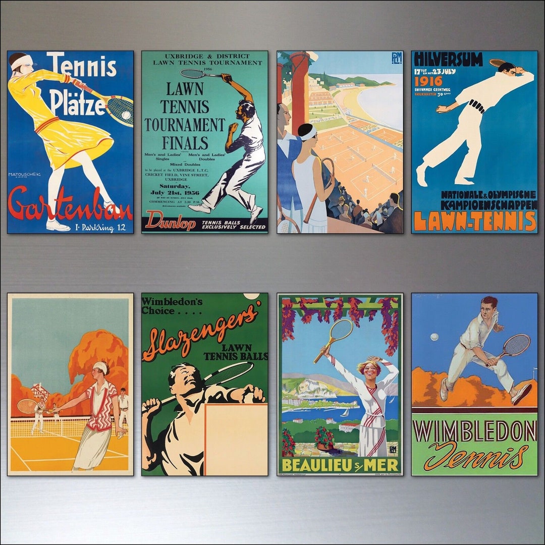 Tennis Vintage Sports Posters Fridge Magnets Set of 8 - Etsy