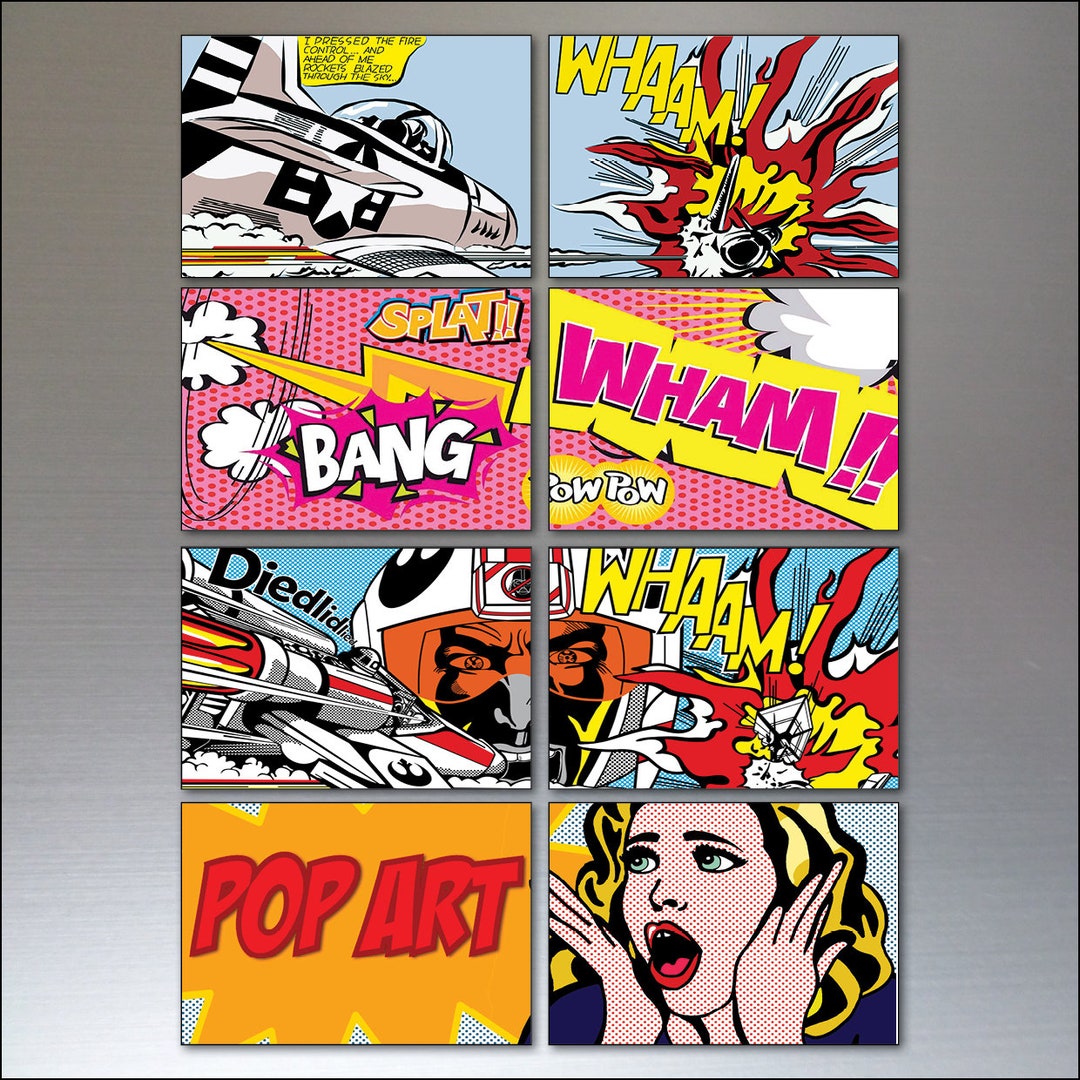 8 Vintage Retro Pop Art Fridge Magnets Set of 8 Large Vintage Fridge ...