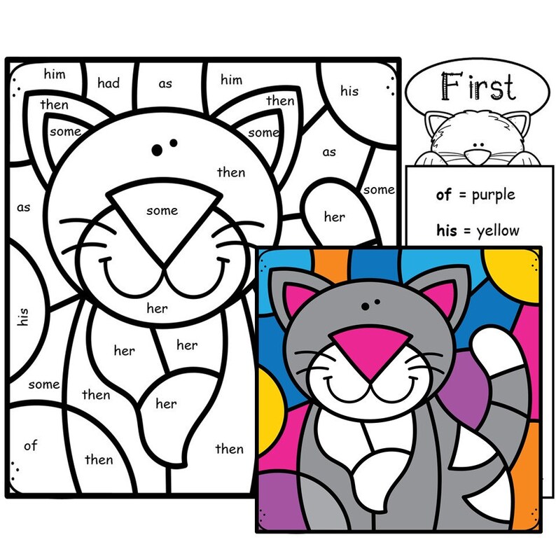 Color by Sight Words Code High Frequency Words Coloring Pages - Etsy