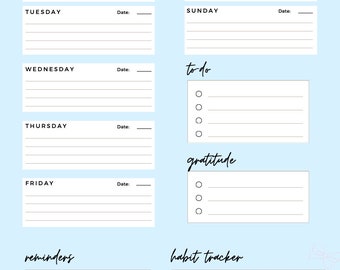 Printable Weekly Planner - Blue - Etsy