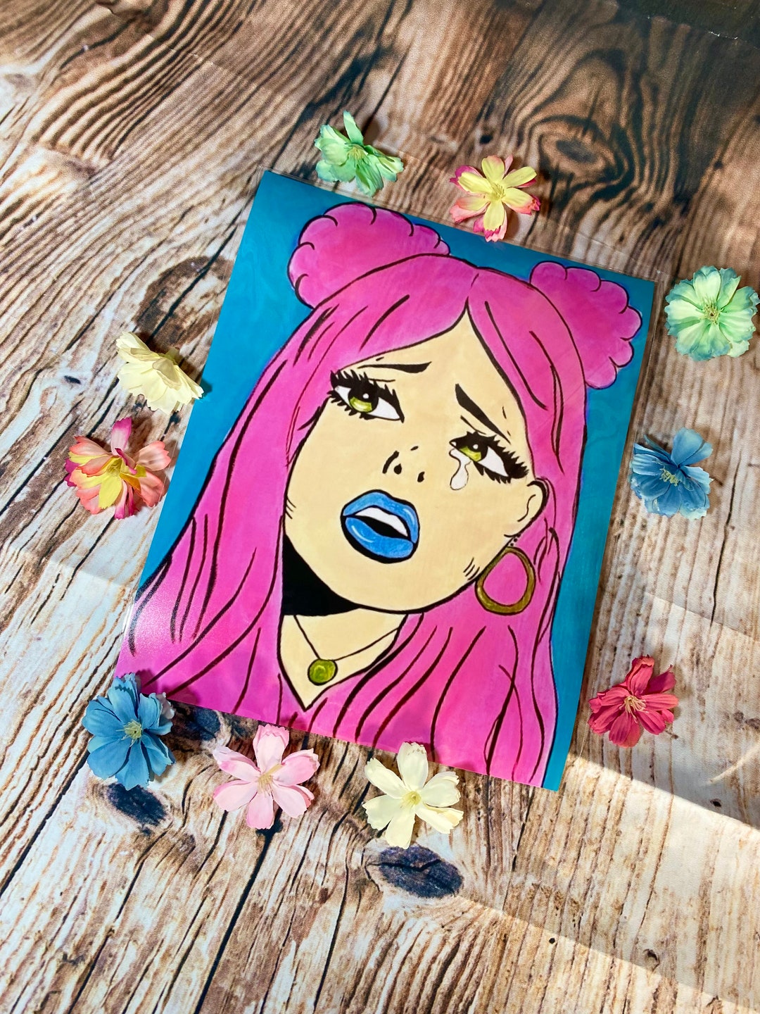 Pop Art Girl Print, Cheap Art, Andy Warhol Inspired Art, Pink Haired ...