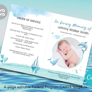 Baby Blue Ocean Funeral Program Template for Children , Baby Boy ...