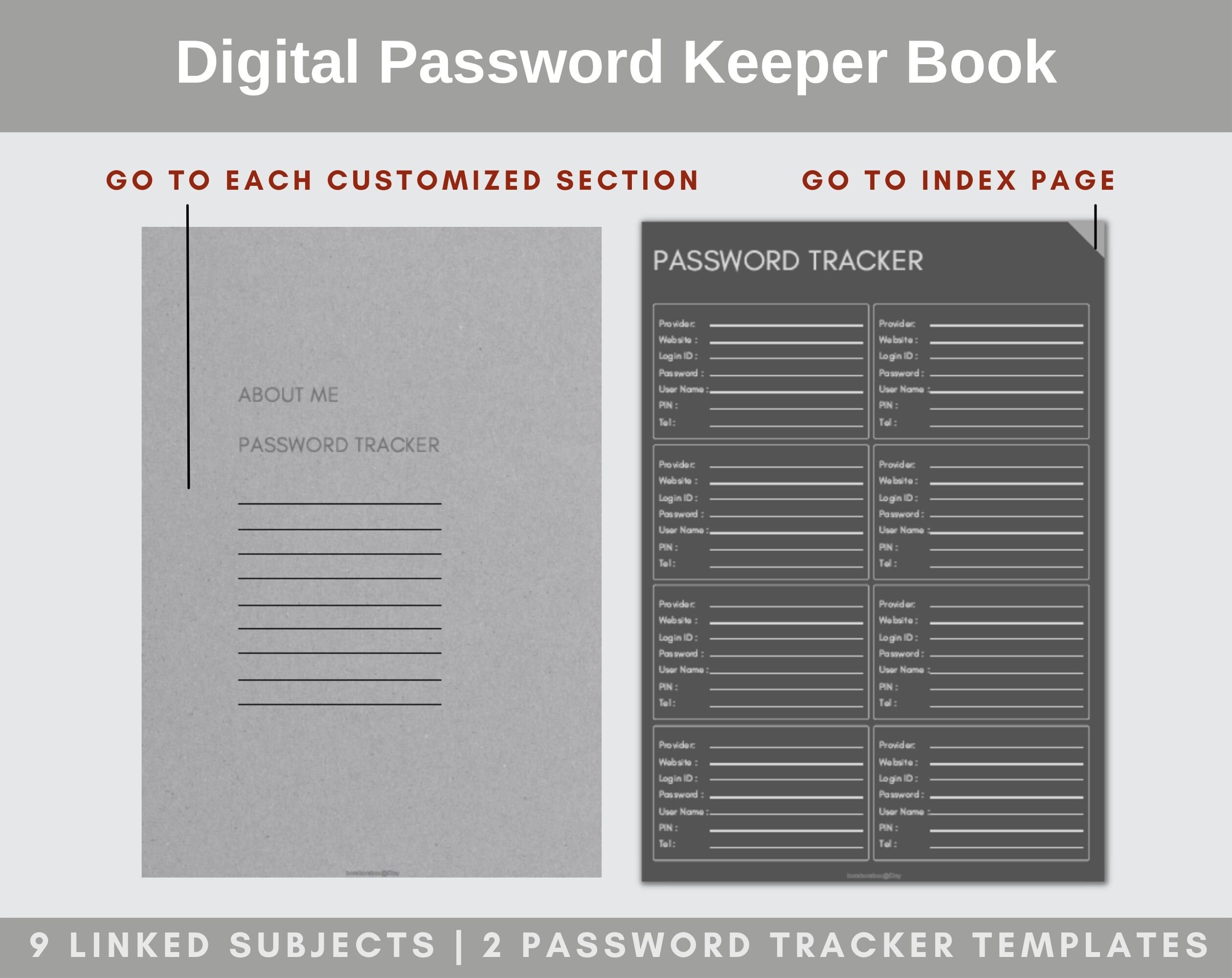 Digital Password Keeper Book - Simple Style - Dark Gray Minimalist ...
