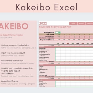 Kakeibo Excel Template Tool - Household Budget Planner Expense Saving ...