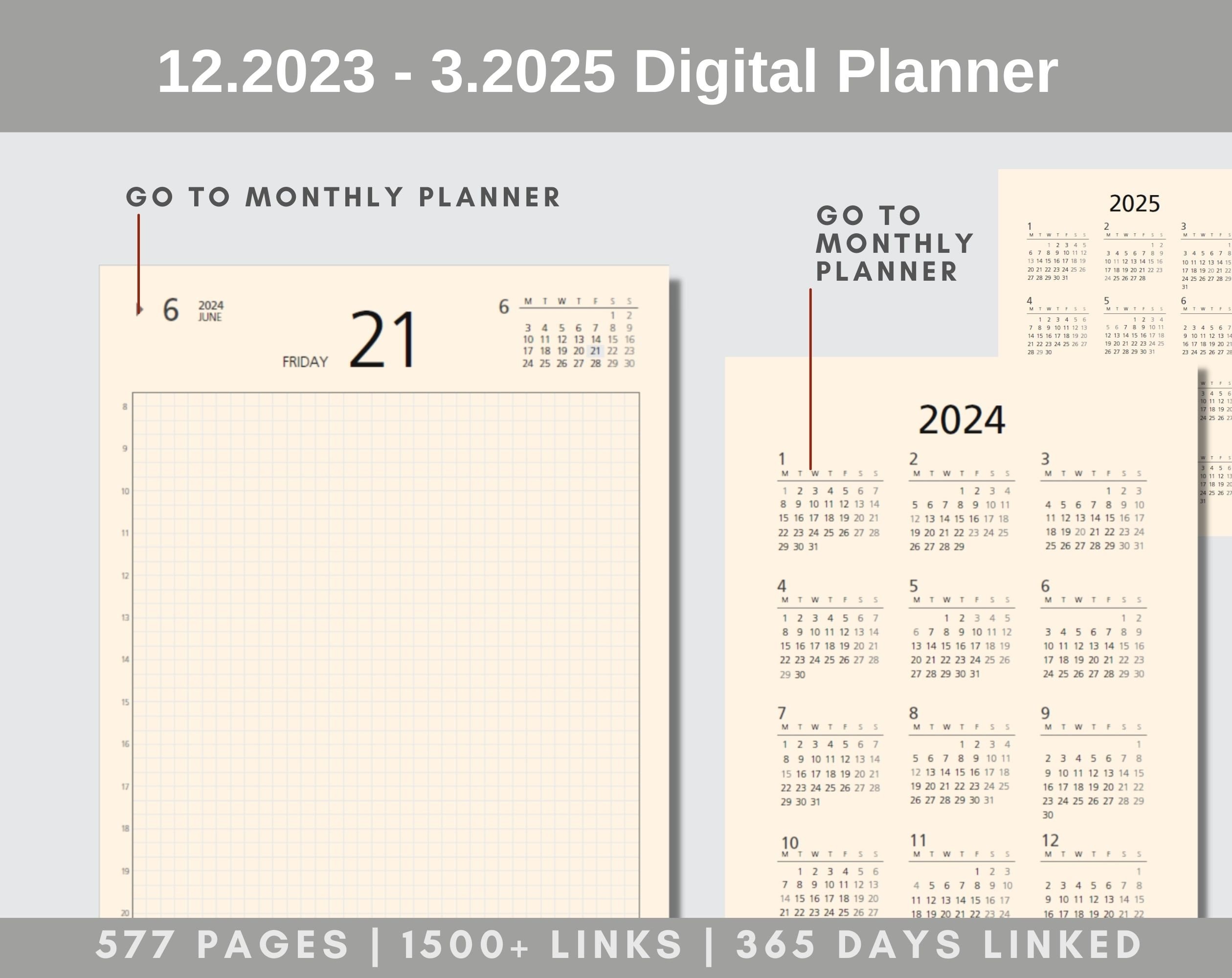 2024 Digital Planner MUJI Style Brown Minimalist Monthly Weekly Daily ...