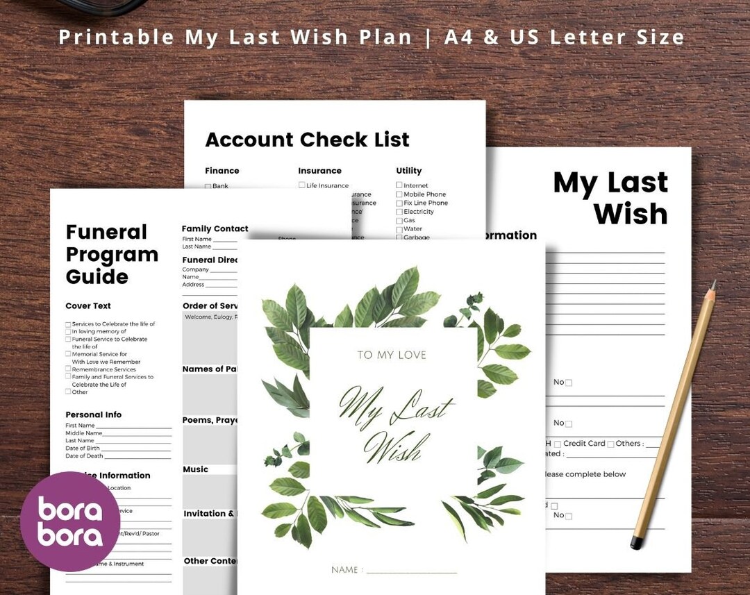 My Last Wish Planner | Printable in A4 or US Letterhead | Instant ...