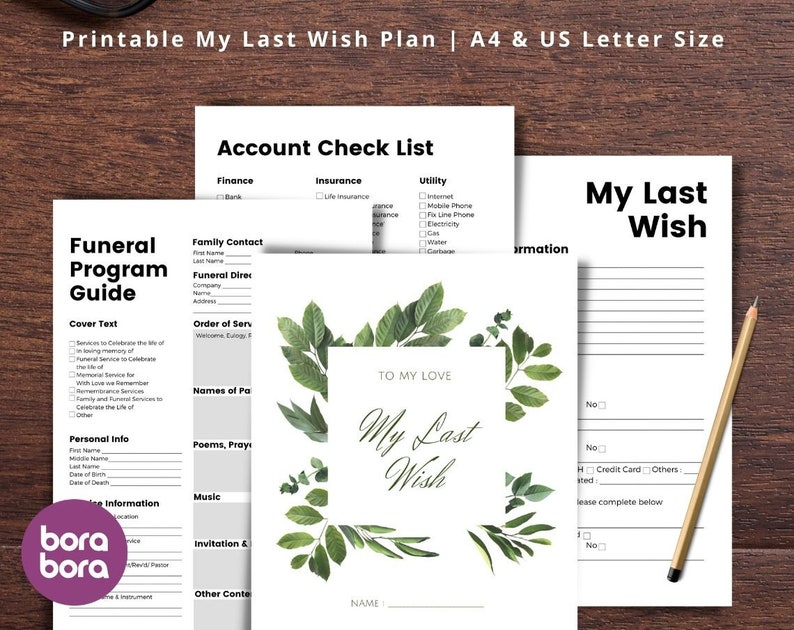 My Last Wish Planner | Printable in A4 or US Letterhead | Instant ...