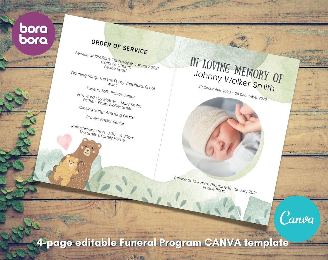 Peaceful Forest Funeral Program Template for Children , Baby Boy Girl ...