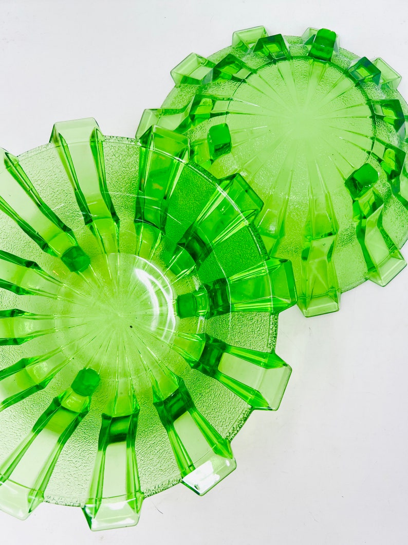 Art Deco Uranium Glass Serving Bowls, Rudolf Schröter, Josef Inwald ...