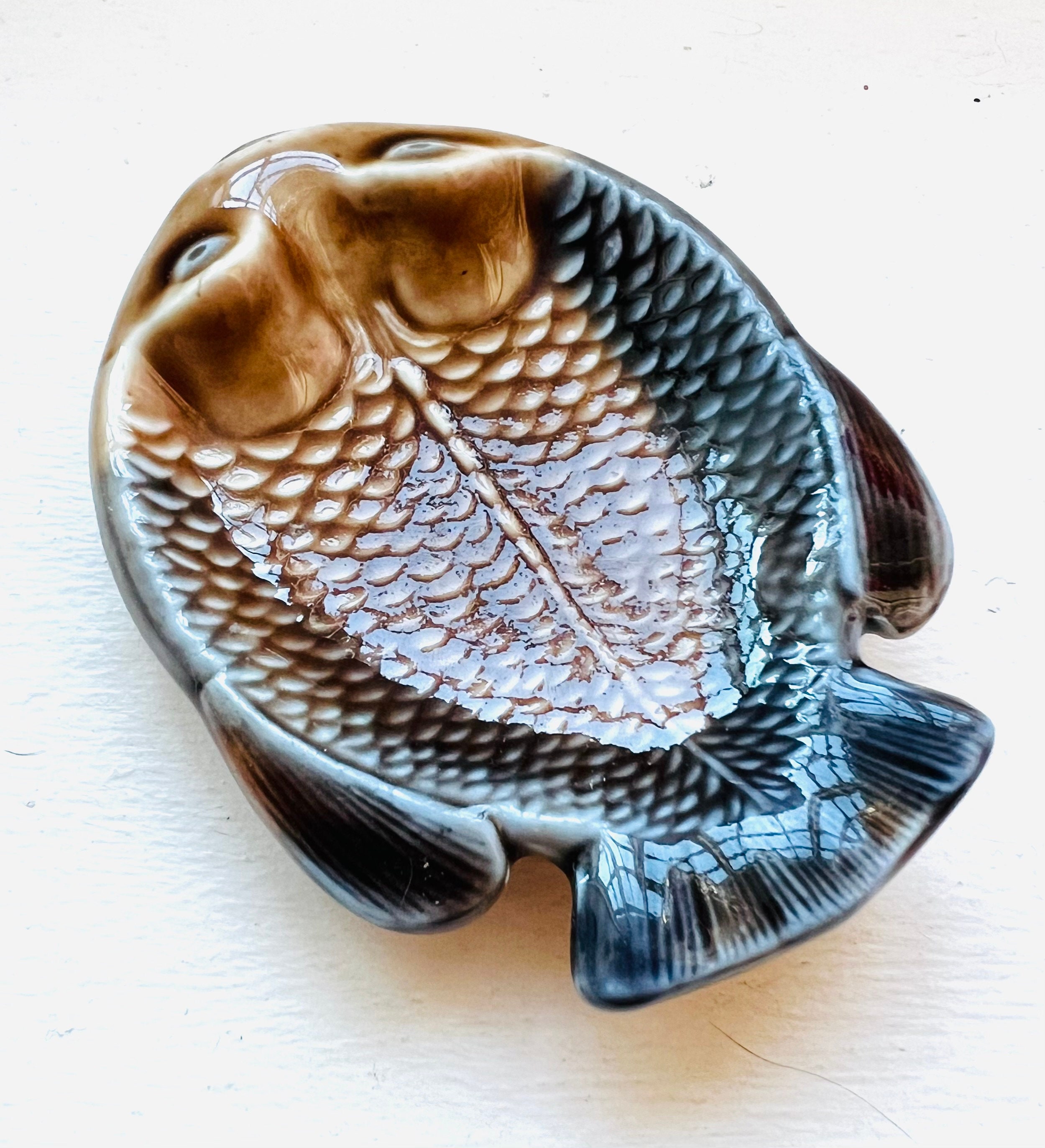 Rare Wade Embossed Porcelain Bloater Fish Dish in Beautiful Blue and ...