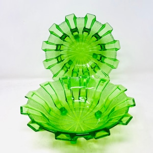 Art Deco Uranium Glass Serving Bowls, Rudolf Schröter, Josef Inwald ...