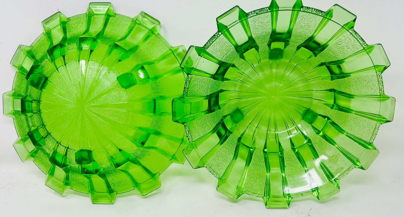 Art Deco Uranium Glass Serving Bowls, Rudolf Schröter, Josef Inwald ...