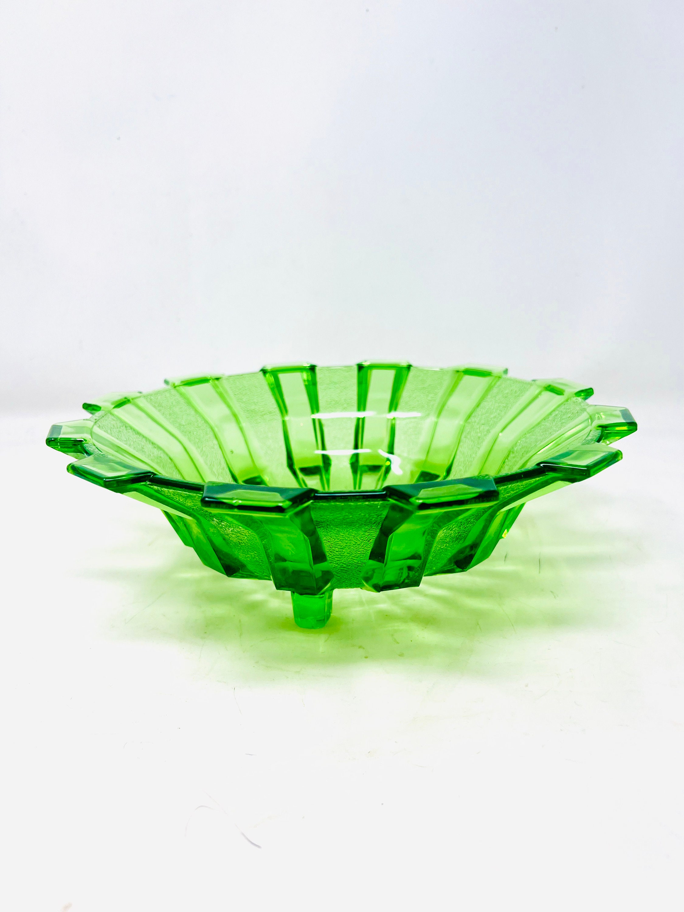 Art Deco Uranium Glass Serving Bowls, Rudolf Schröter, Josef Inwald ...