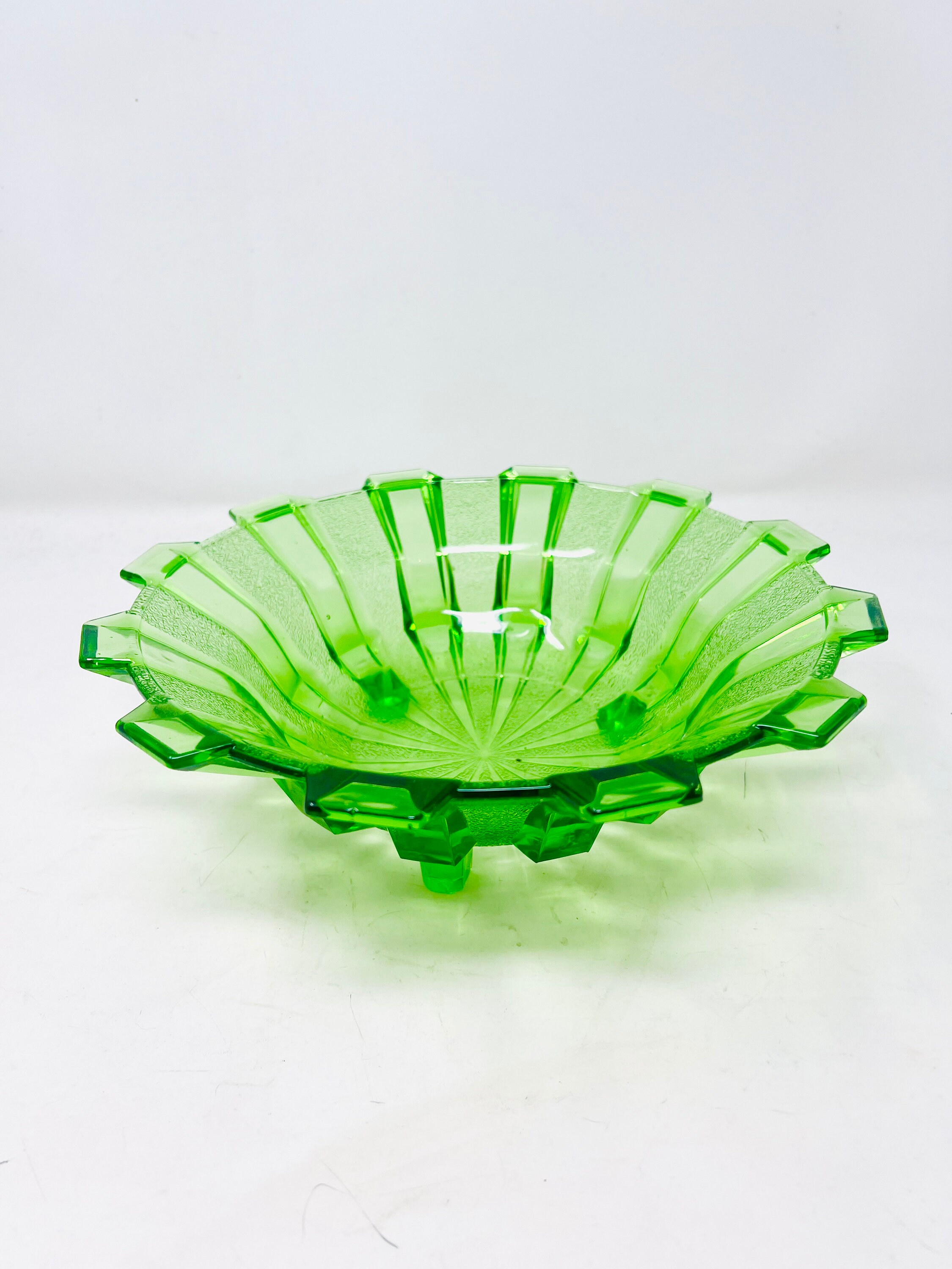 Art Deco Uranium Glass Serving Bowls, Rudolf Schröter, Josef Inwald ...