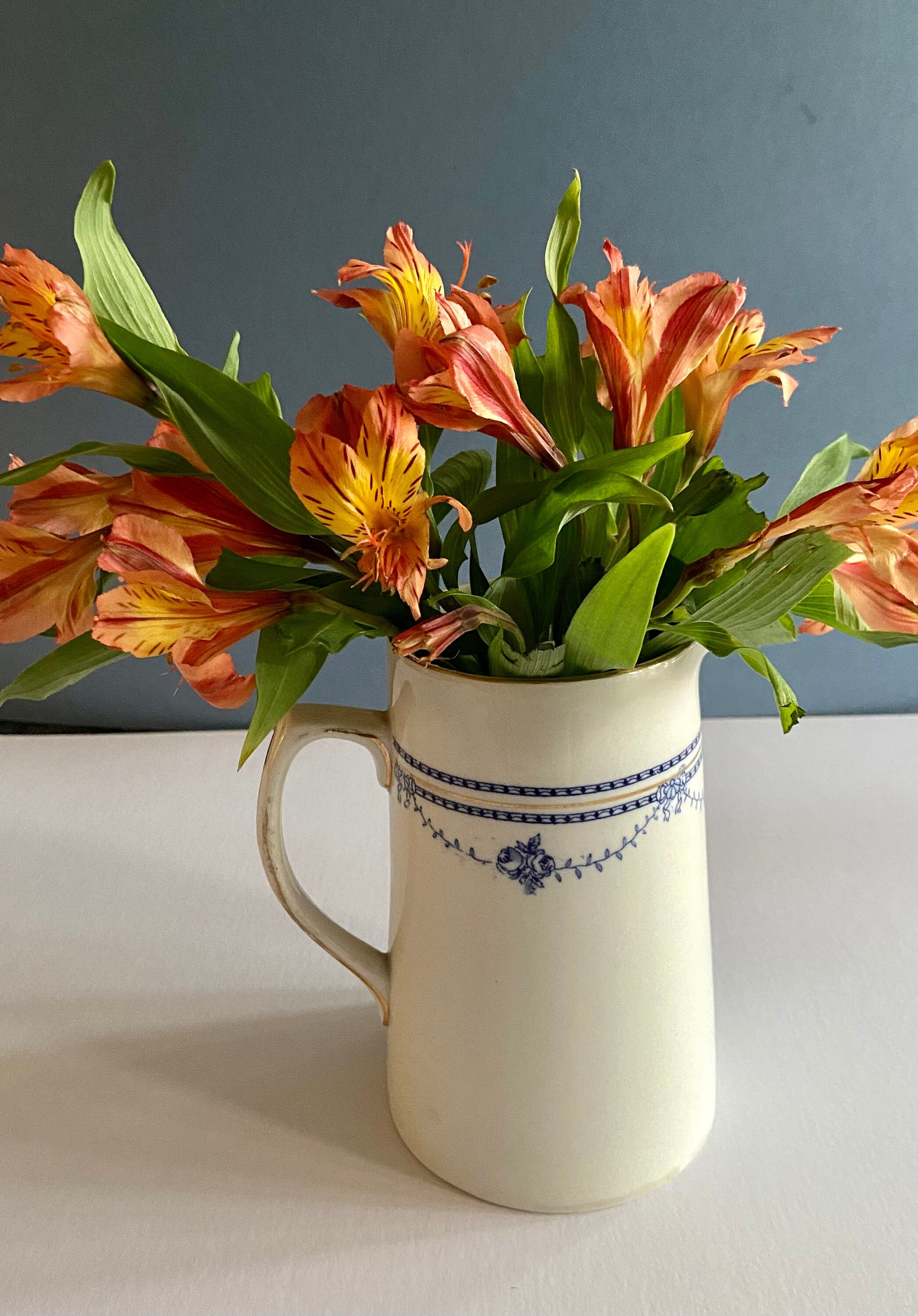 Vintage Jug by Tams Ware Circa 1930s White With Blue and Gilt Pattern ...
