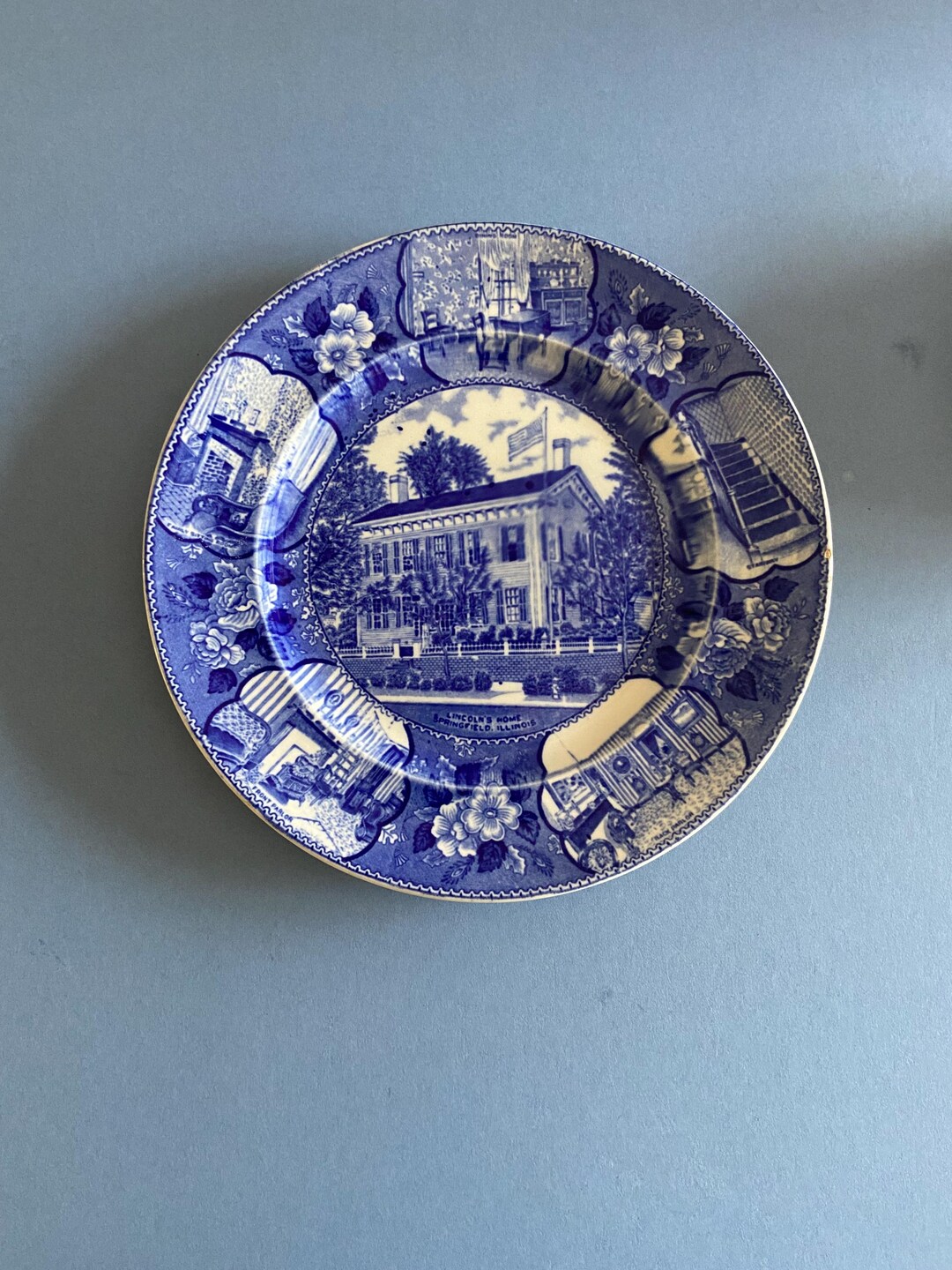 Vintage Adams Pottery Plate Commemorating Abraham Lincoln’s Home in ...