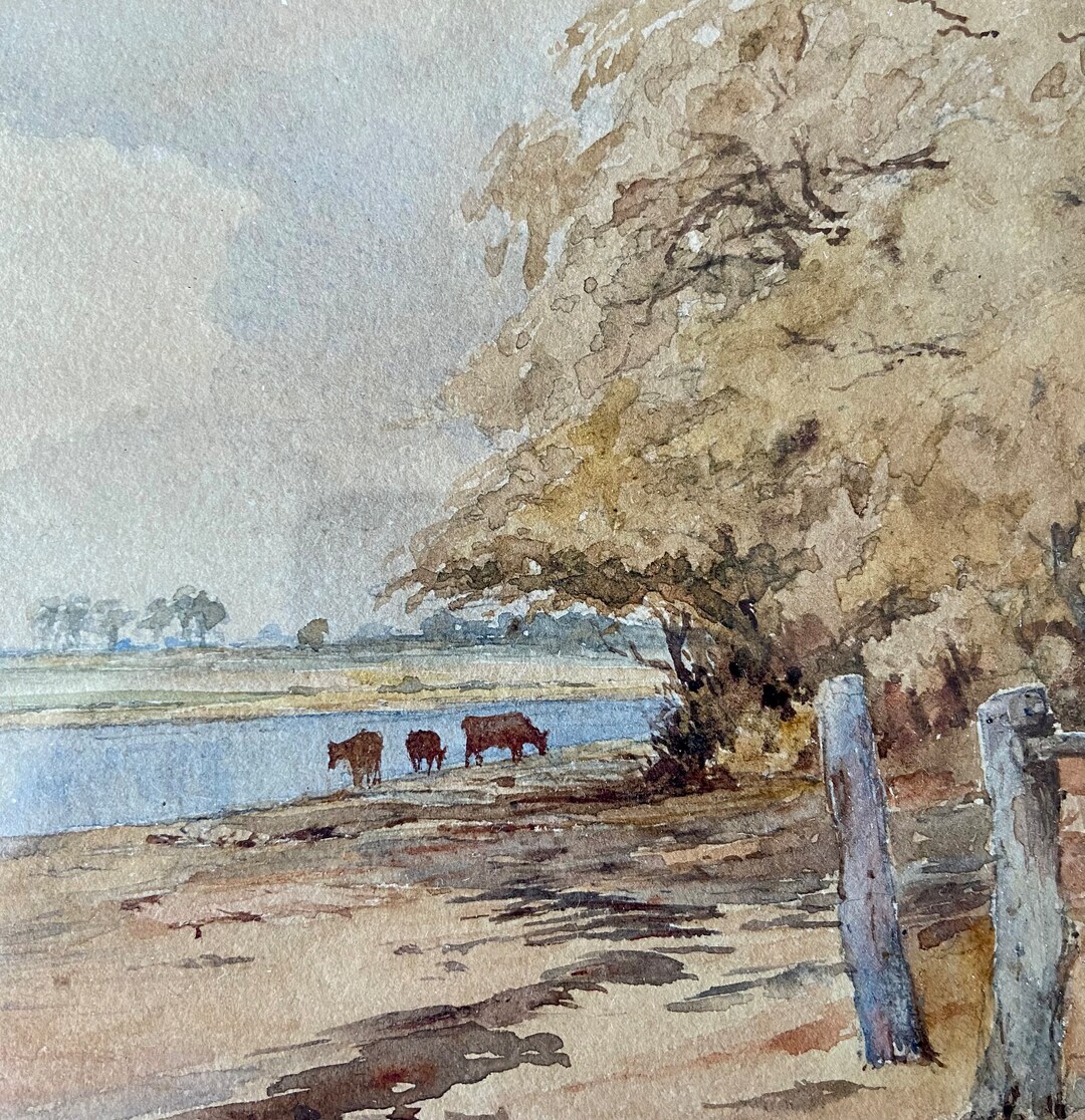 Vintage Framed Late 19th Century Vintage Watercolour Painted by Bishop ...