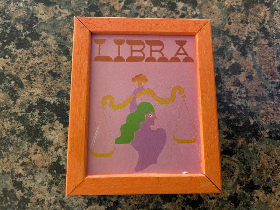 Handmade Wooden Framed Libra Zodiac Magnet Orange - Etsy