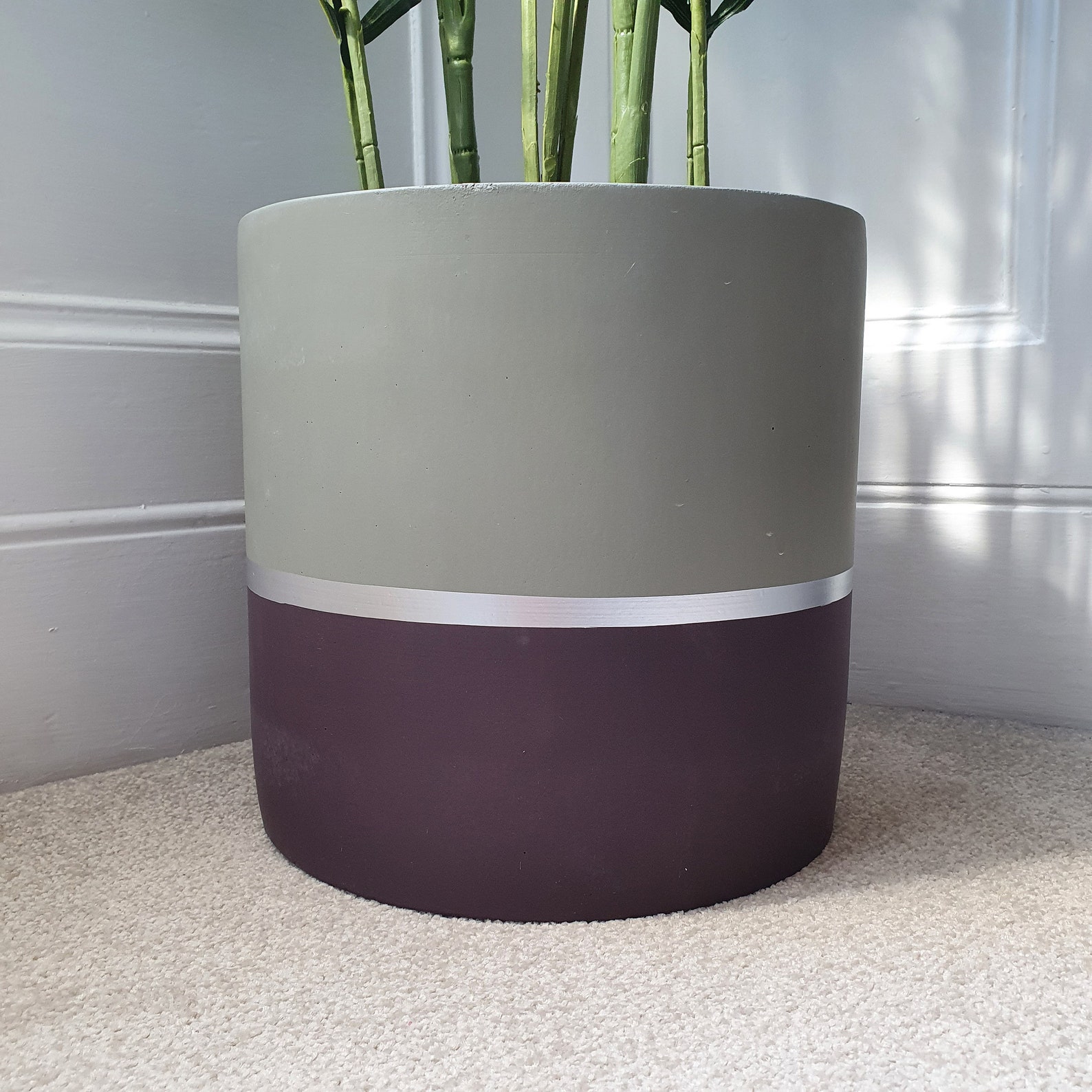 MELROSE 25cm concrete indoor plant pot extra large planter | Etsy