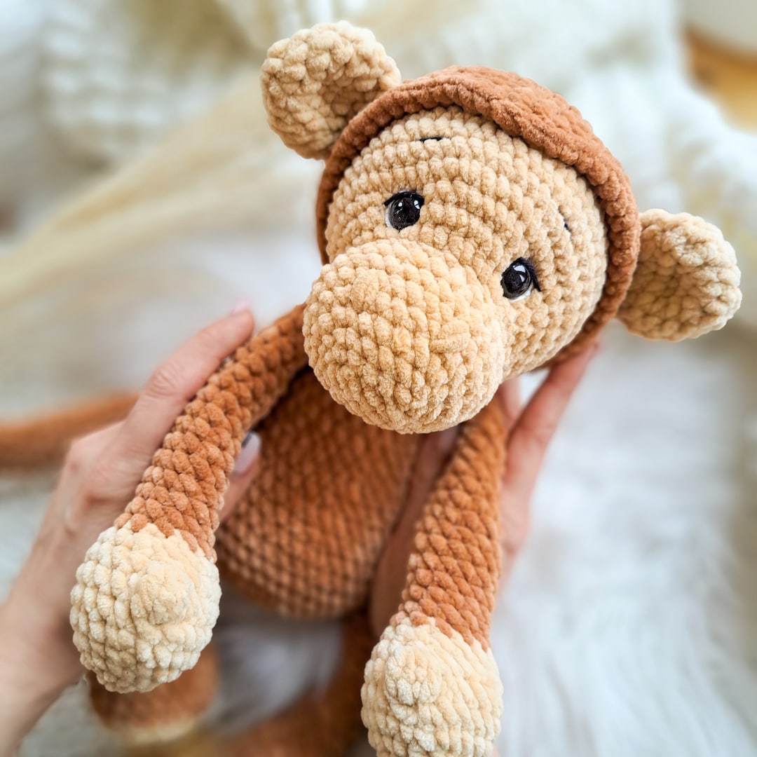 Amigurumi Crochet Pattern Monkey Bailey Crochet Monkeys in Chenille Yarn Crochet for Beginners ...