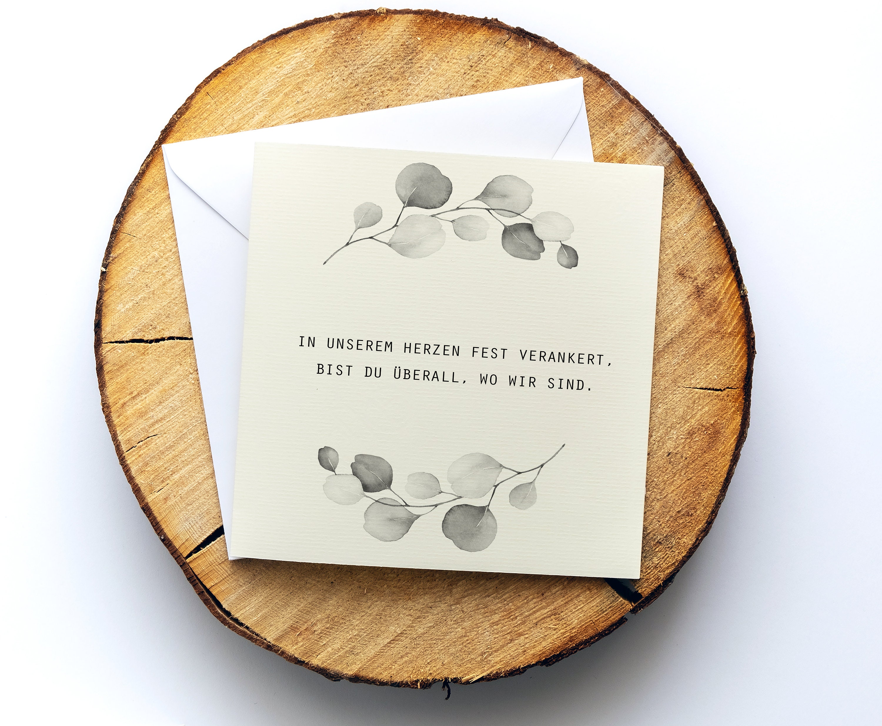 Trauerkarte, Beileidskarte "In unserem Herzen", Motiv "Blumenfeld ...