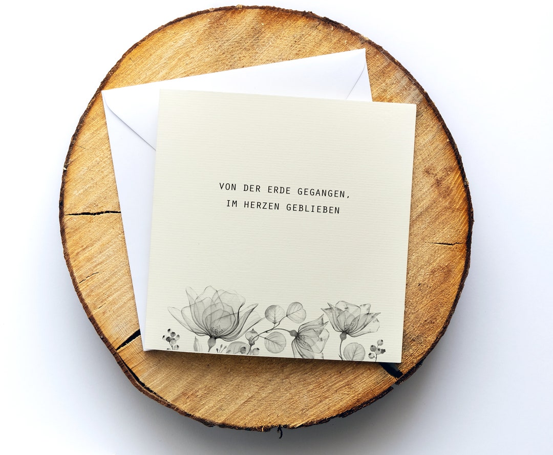 Mourning Card, Condolence Card remained in the Heart, Motif flower 2 ...