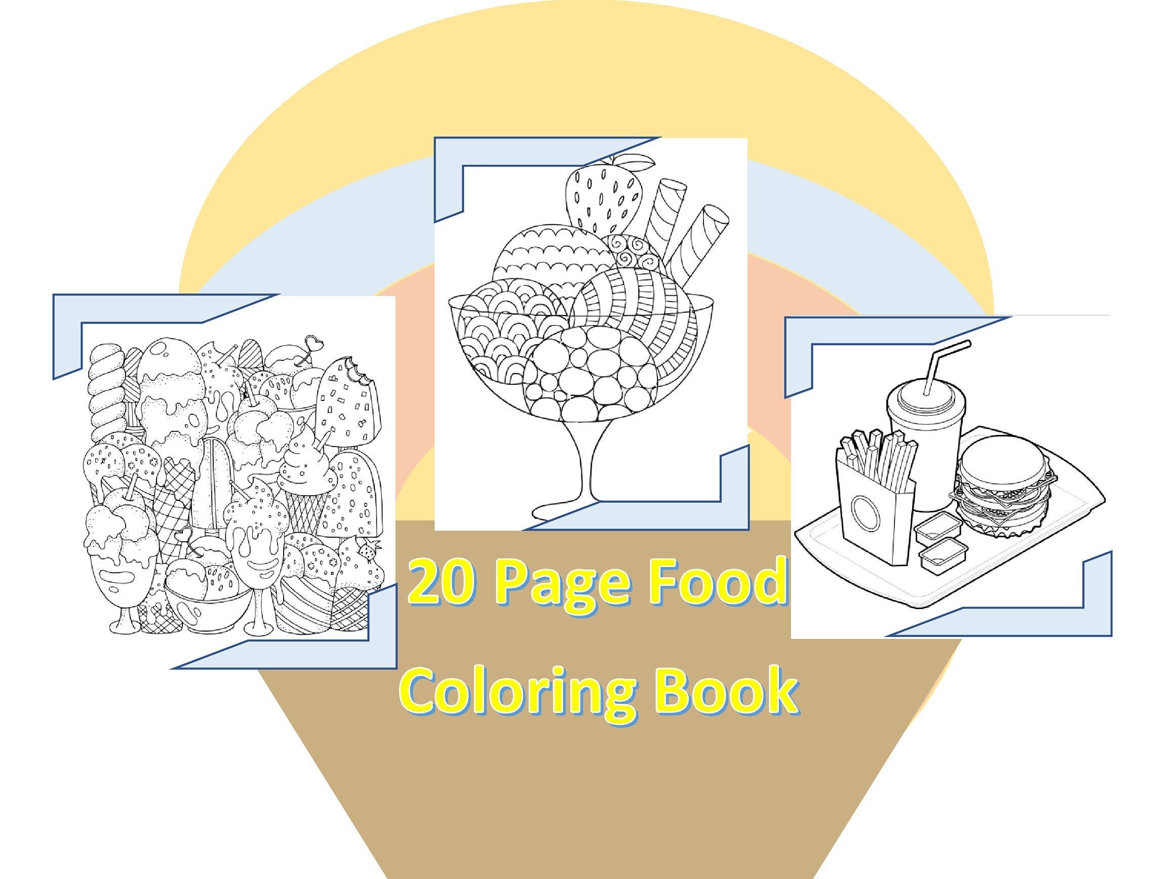 20 Page Food Coloring Book - Etsy UK