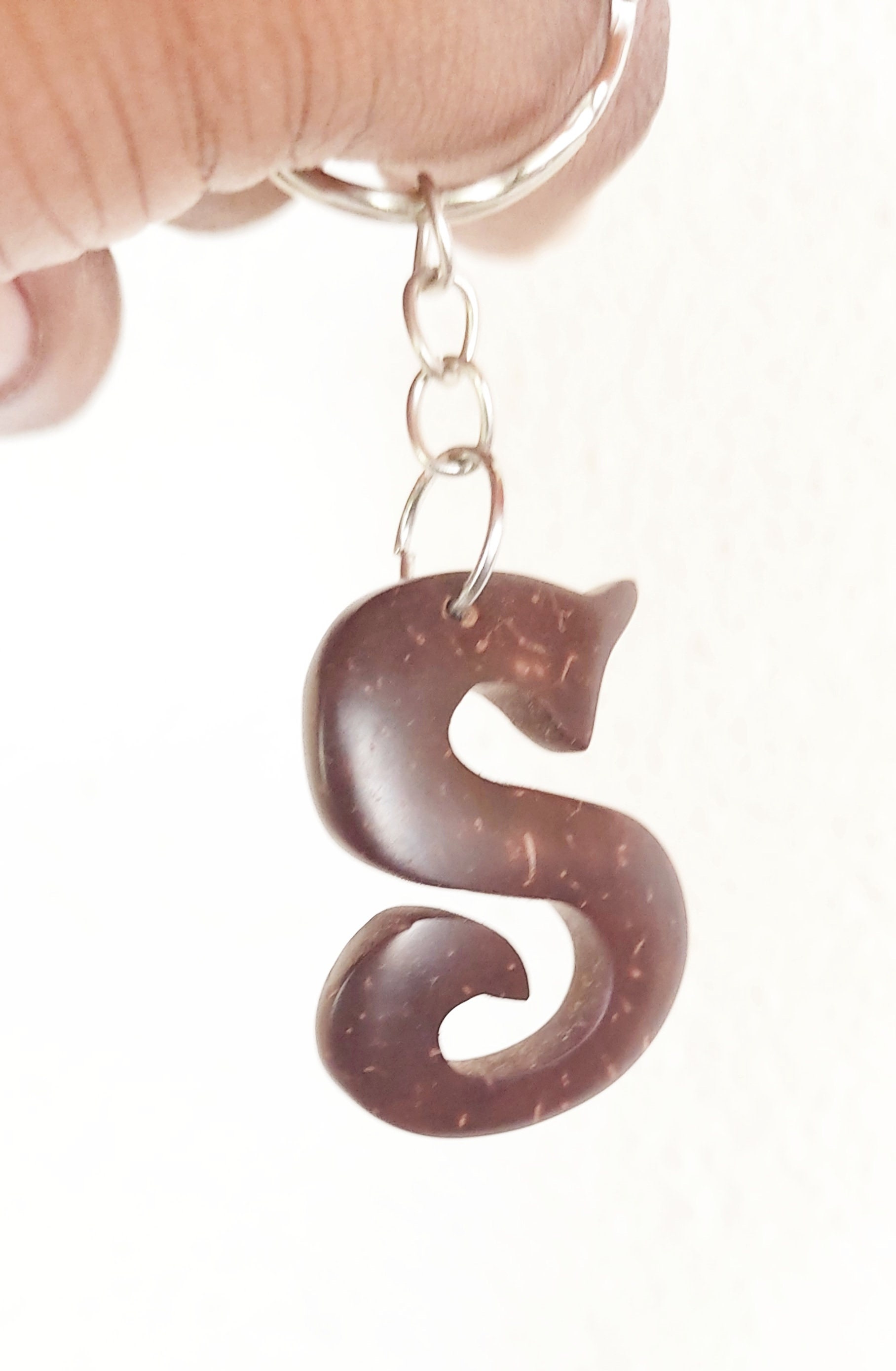 S Shaped Handmade Key Tag coconut Shell Key Chain / Eco Friendly ...