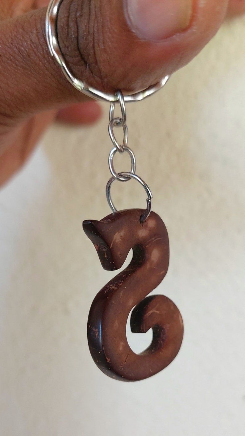 S Shaped Handmade Key Tag coconut Shell Key Chain / Eco Friendly/ Natural Key Ring/ Handcraft ...