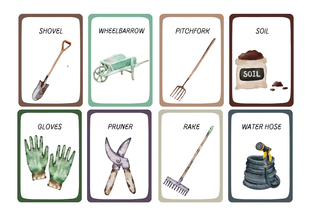 Garden Flashcards for Kids Montessori Flashcards Garden - Etsy