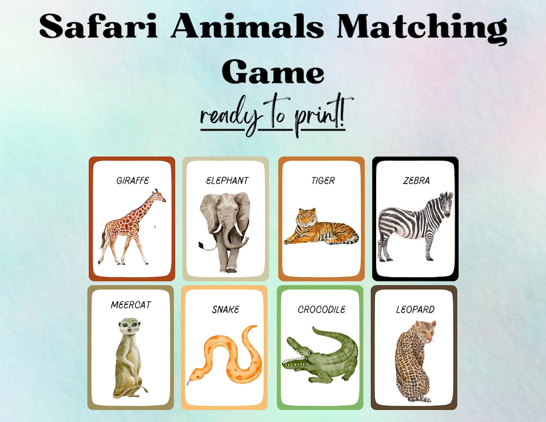 Matching Game | Memory Game | Safari Themed Study | Montessori Matching ...
