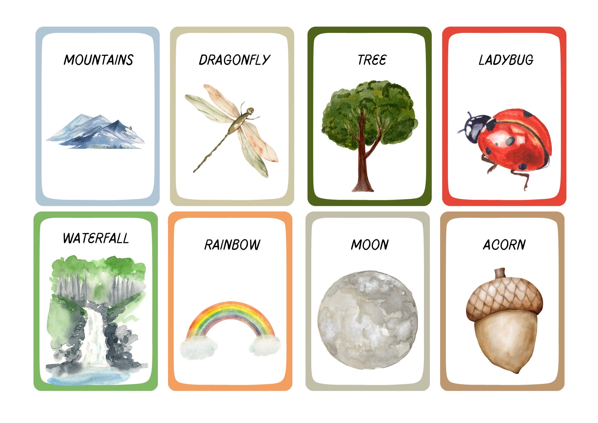 Nature Flashcards for Kids | Montessori Flashcards | Nature Education ...