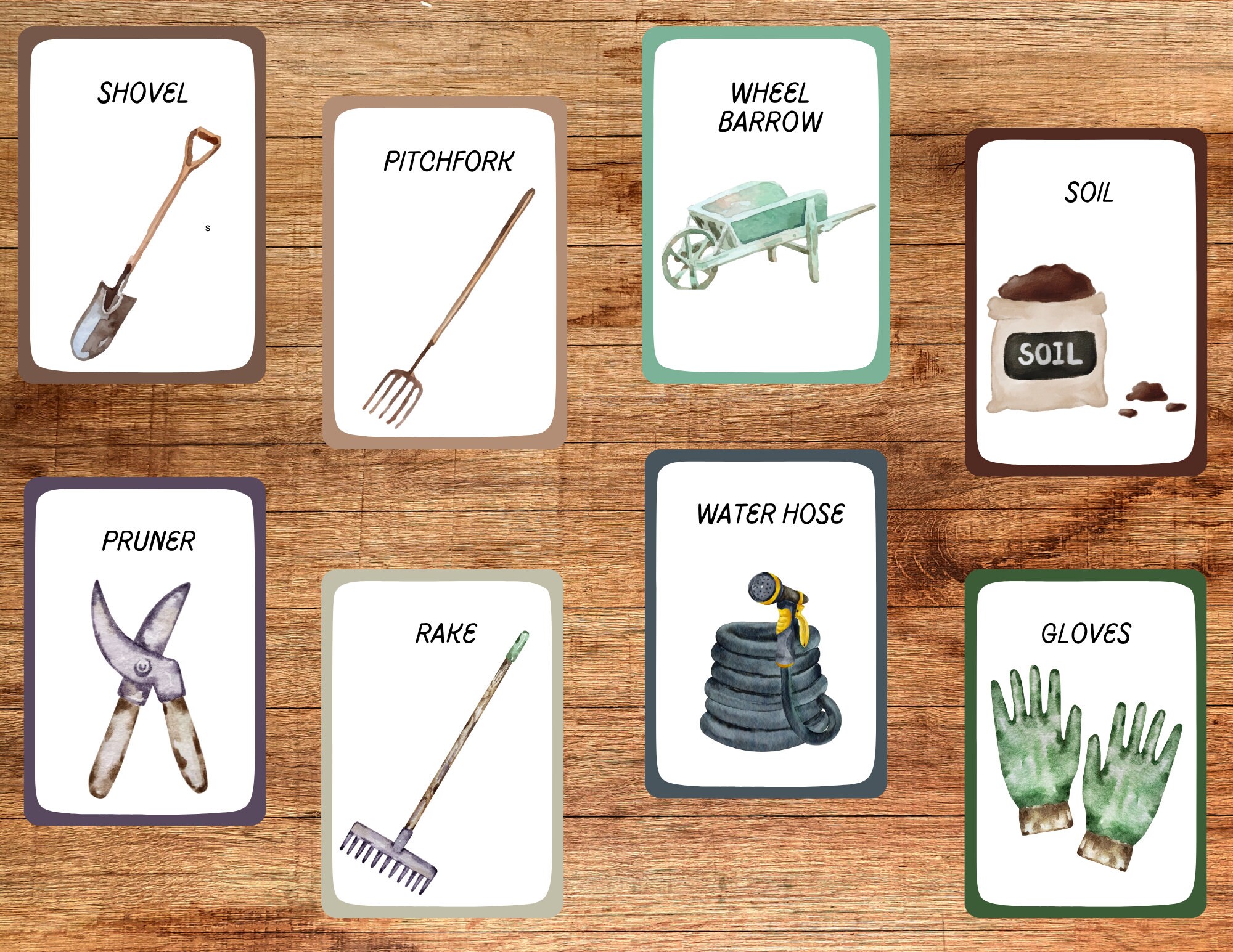 Garden Flashcards for Kids Montessori Flashcards Garden Education for ...