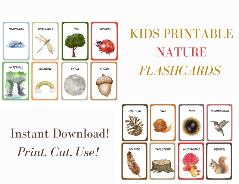 Nature Flashcards for Kids | Montessori Flashcards | Nature Education ...