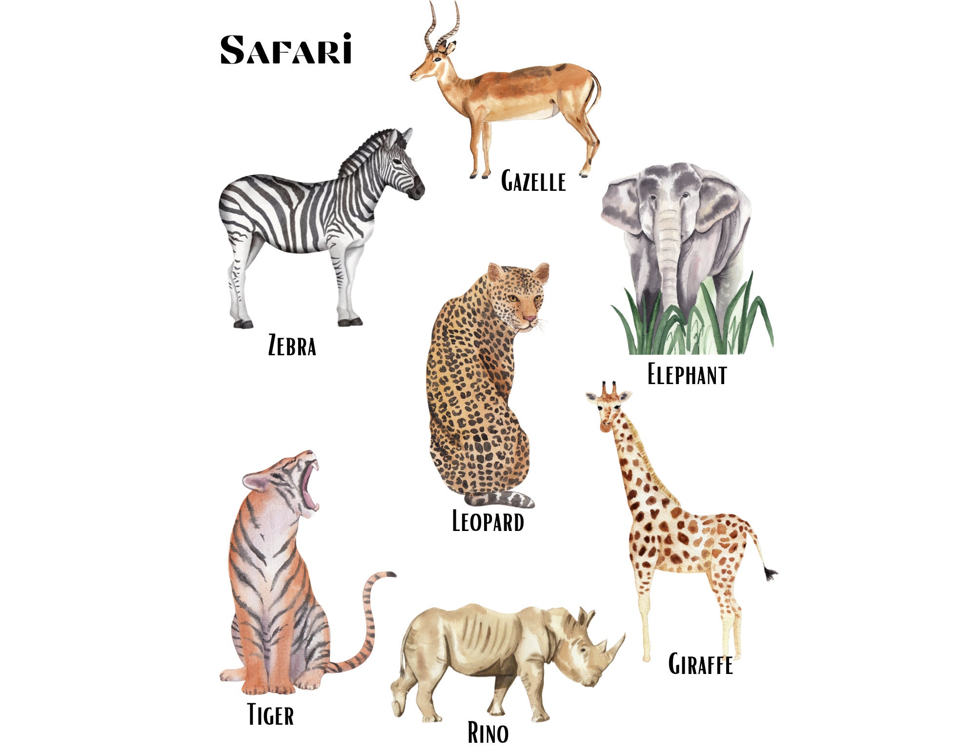 Safari Animals Poster Printable, Homeschool Education, Printable Wall ...