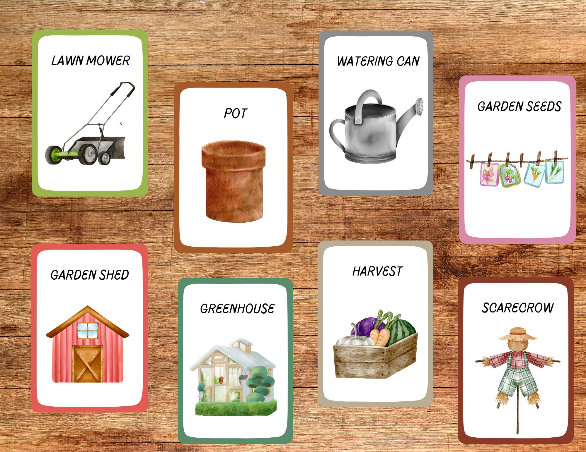 Garden Flashcards for Kids Montessori Flashcards Garden Education for ...